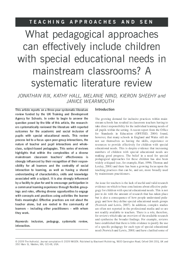(PDF) What pedagogical approaches can effectively include children with ...