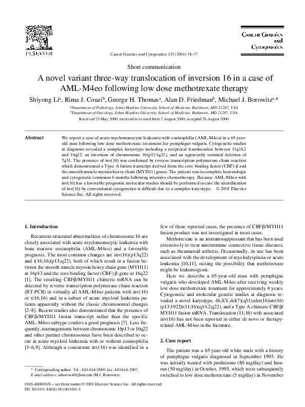(PDF) A novel variant three-way translocation of inversion 16 in a case ...