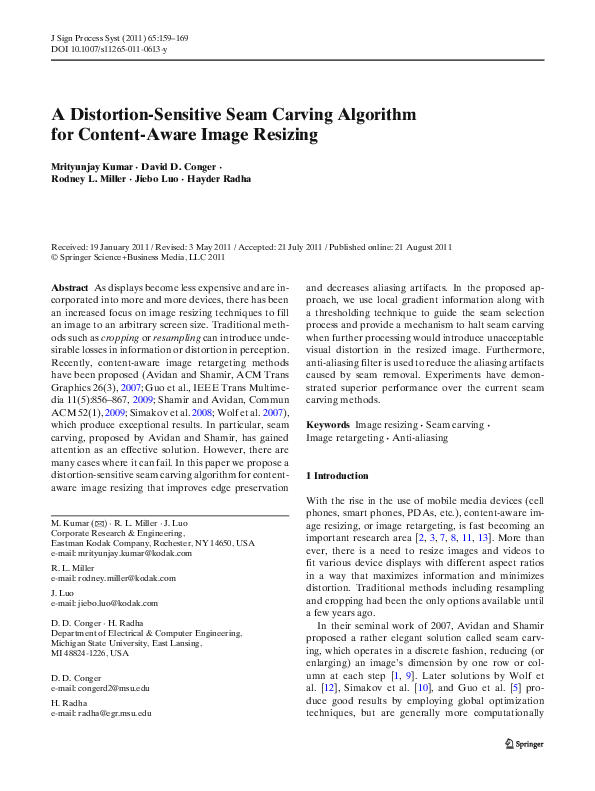 (PDF) A Distortion-Sensitive Seam Carving Algorithm for Content-Aware ...