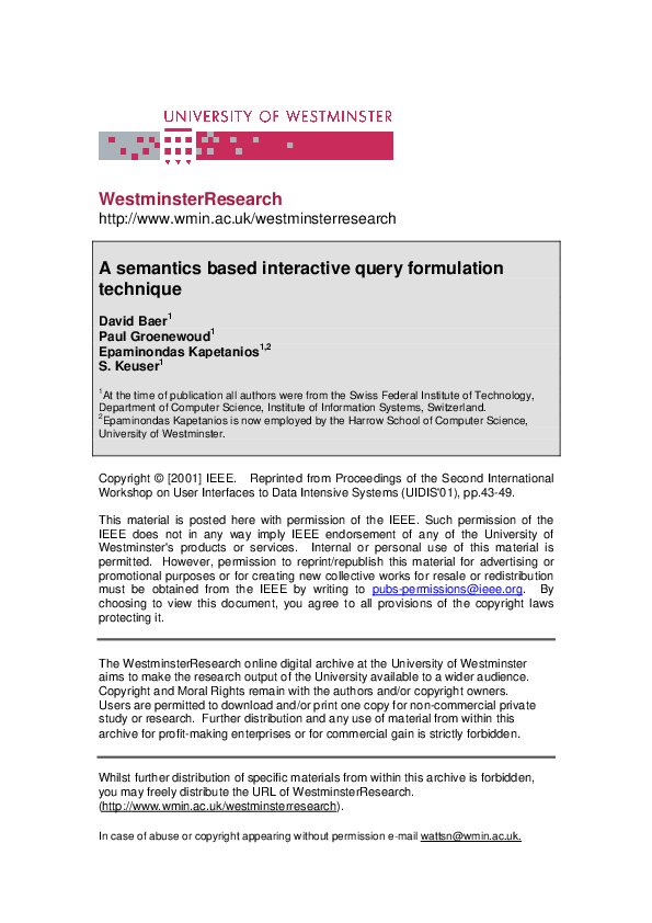 (PDF) A semantics based interactive query formulation technique (PDF) A semantics based interactive query formulation technique