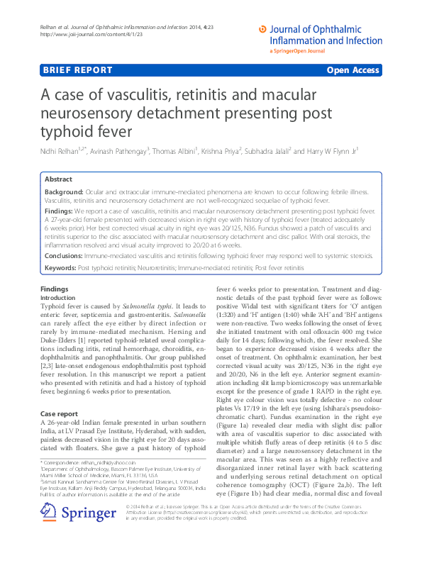 (PDF) A case of vasculitis, retinitis and macular neurosensory ...