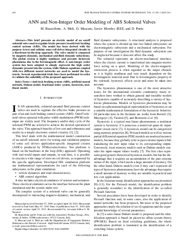 (PDF) ANN and Non-Integer Order Modeling of ABS Solenoid Valves