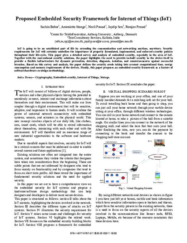 (PDF) Proposed Embedded Security Framework for Internet of Things (IoT)