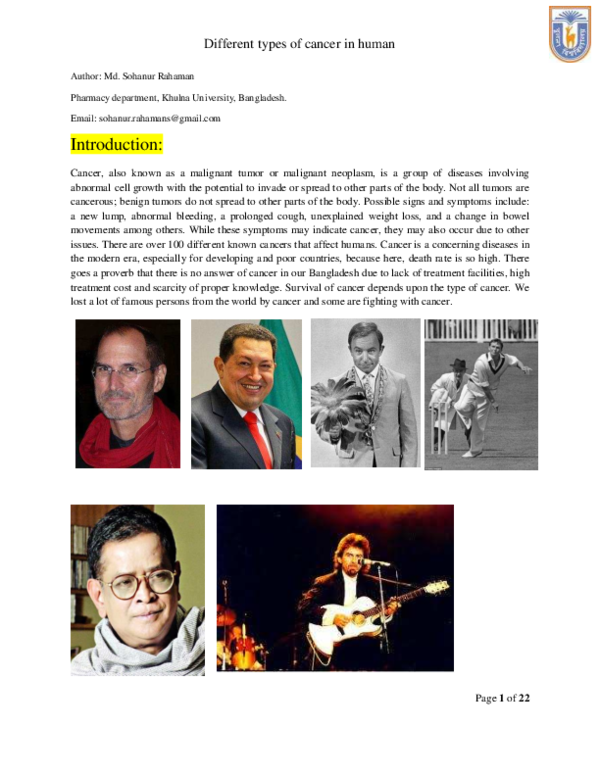 (PDF) Different types of cancer in human