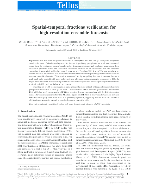(PDF) Spatial-temporal fractions verification for high-resolution ensemble forecasts