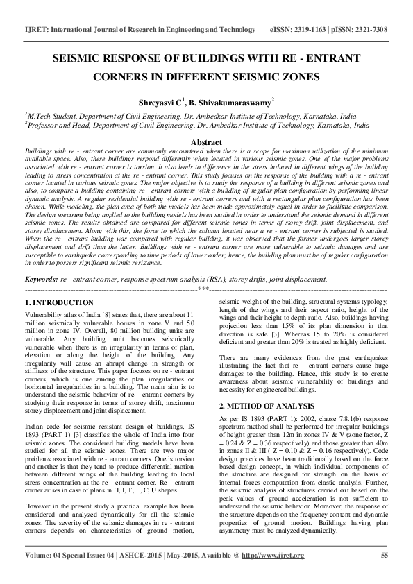 (PDF) SEISMIC RESPONSE OF BUILDINGS WITH RE -ENTRANT CORNERS IN ...