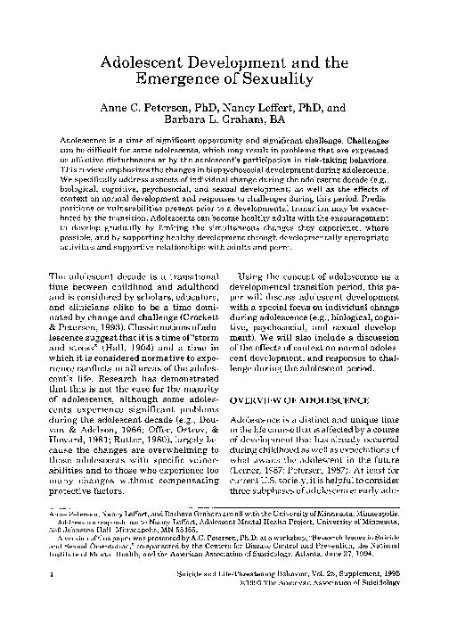 (PDF) Adolescent development and the emergence of sexuality