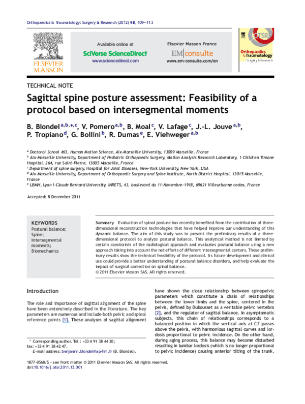 (PDF) Sagittal spine posture assessment: feasibility of a protocol ...