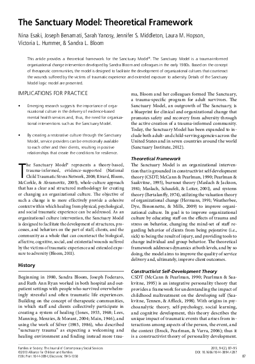 (PDF) The Sanctuary Model: Theoretical Framework