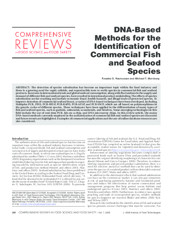 (PDF) DNA-Based Methods for the Identification of Commercial Fish and ...