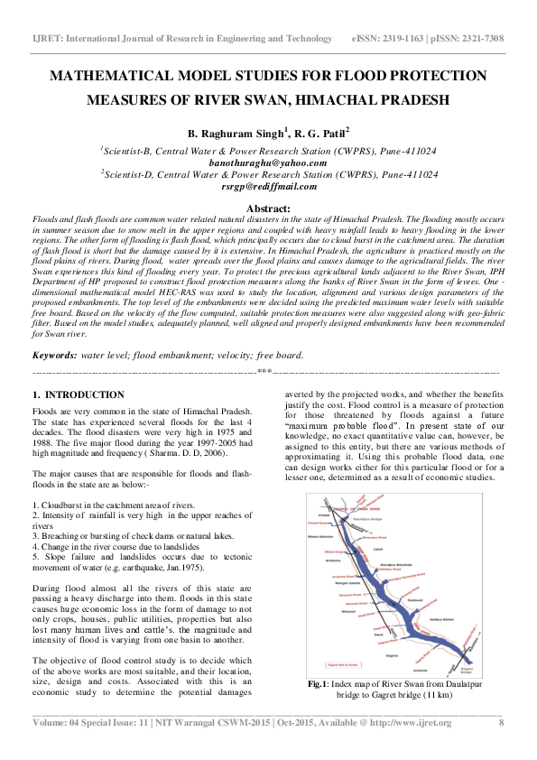 (PDF) MATHEMATICAL MODEL STUDIES FOR FLOOD PROTECTION MEASURES OF RIVER ...