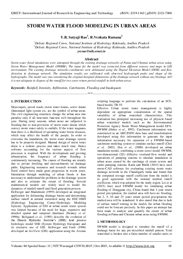 (PDF) STORM WATER FLOOD MODELING IN URBAN AREAS
