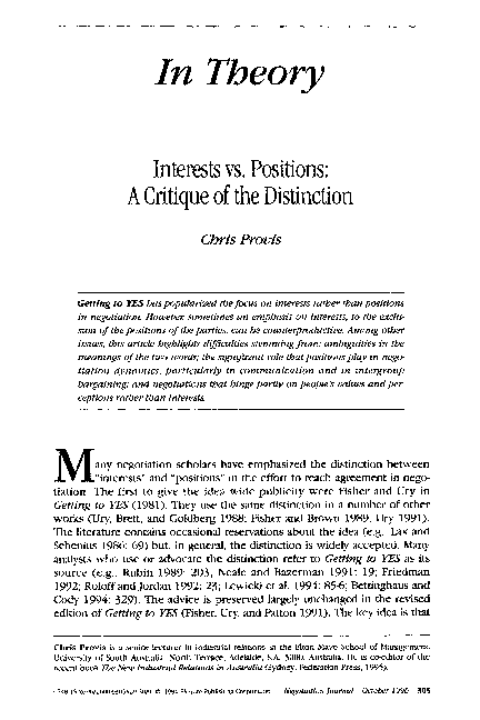 (PDF) Interests vs. positions: A critique of the distinction