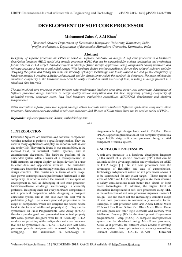 (PDF) DEVELOPMENT OF SOFTCORE PROCESSOR