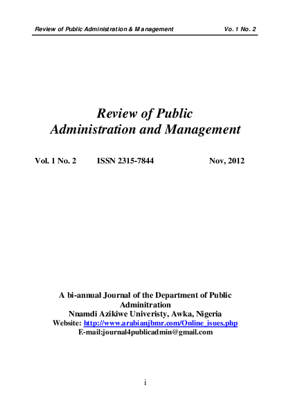 (PDF) Review of Public Administration & Management Review of Public ...