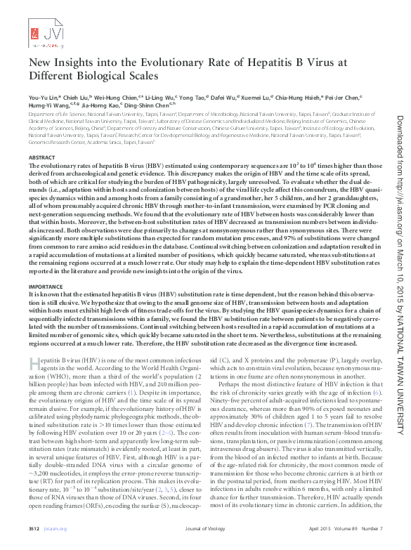 (PDF) Ten millennia of hepatitis B virus evolution | Miroslav Dobeš ...