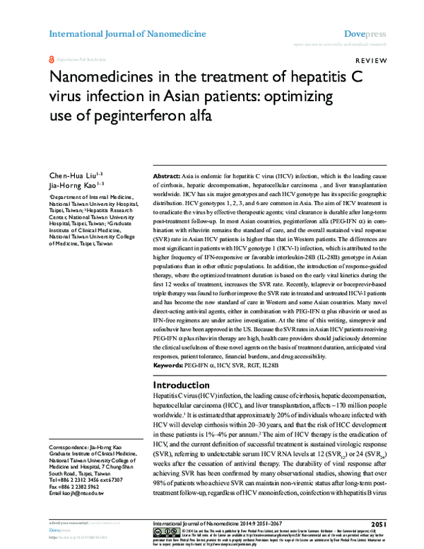 (PDF) Nanomedicines in the treatment of hepatitis C virus infection in ...