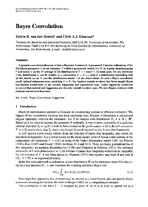 (PDF) Bayes Convolution