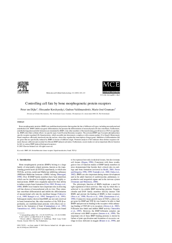 (PDF) Controlling cell fate by bone morphogenetic protein receptors