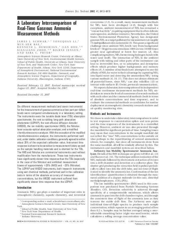 (PDF) A Laboratory Intercomparison of Real-Time Gaseous Ammonia ...