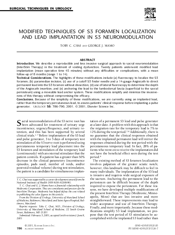 (PDF) Modified techniques of S3 foramen localization and lead ...