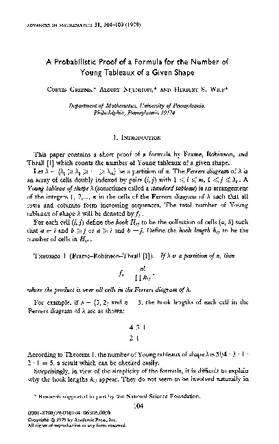 (PDF) A probabilistic proof of a formula for the number of Young ...