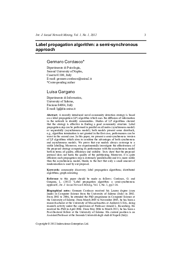 Pdf Label Propagation Algorithm A Semi Synchronous Approach