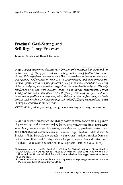 (PDF) Proximal goal-setting and self-regulatory processes