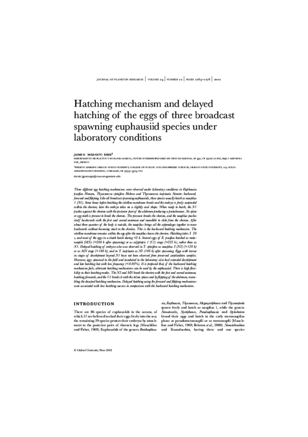 (PDF) Hatching mechanism and delayed hatching of the eggs of three ...