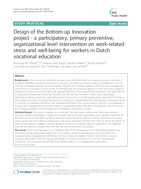 (PDF) Design of the Bottom-up Innovation project - a participatory ...