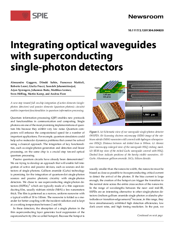(PDF) Waveguide superconducting single-photon detectors for integrated quantum photonic circuits ...