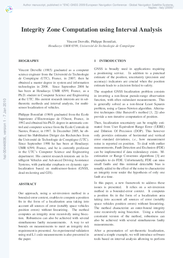 (PDF) Integrity zone computation using interval analysis