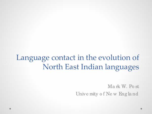 (PDF) Language contact in the evolution of Northeast Indian languages