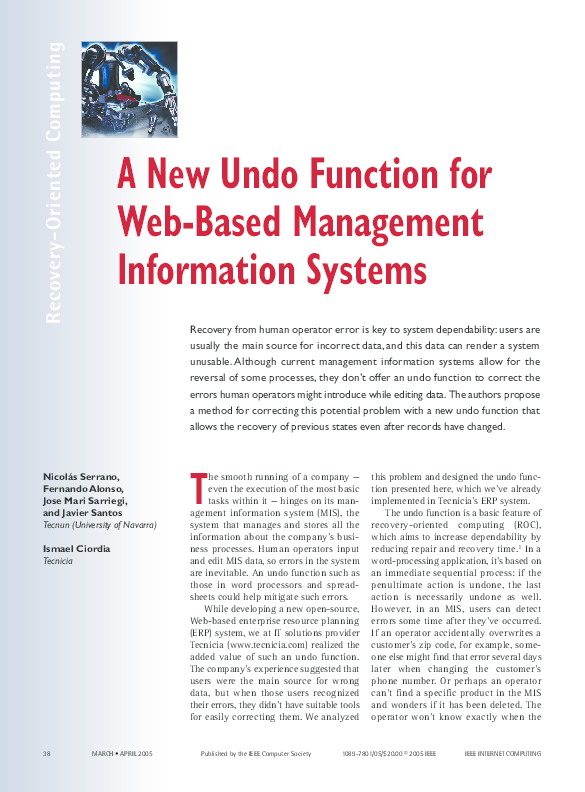 (PDF) A New Undo Function for Web-Based Management Information Systems