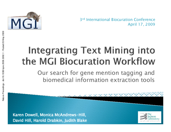 Pdf Integrating Text Mining Into The Mgi Biocuration Workflow