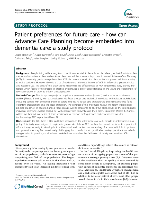 (PDF) Voice your values, a tailored advance care planning intervention ...