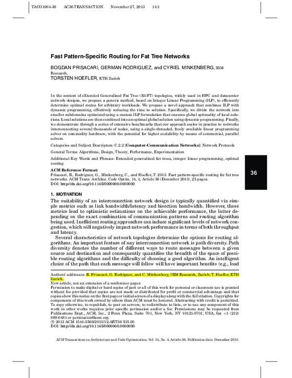 (PDF) Fast pattern-specific routing for fat tree networks | Cyriel Minkenberg - Academia.edu