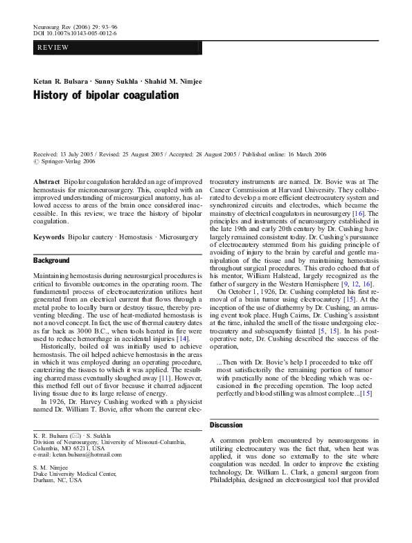 (PDF) History of bipolar coagulation