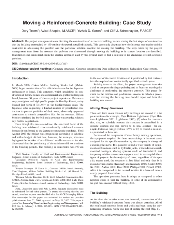(PDF) Moving a Reinforced-Concrete Building: Case Study