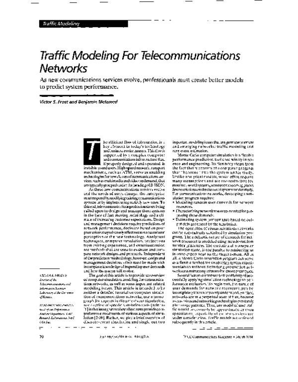 (PDF) Traffic modeling for telecommunications networks