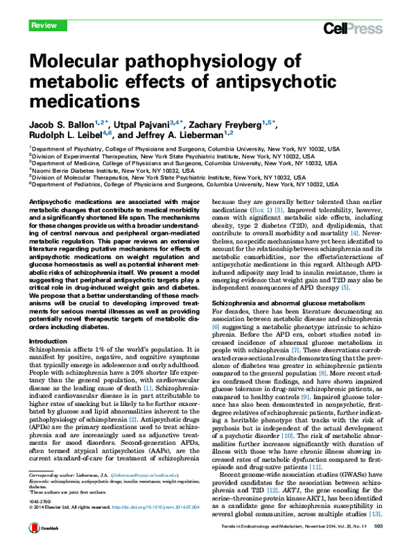 (PDF) Molecular pathophysiology of metabolic effects of antipsychotic ...