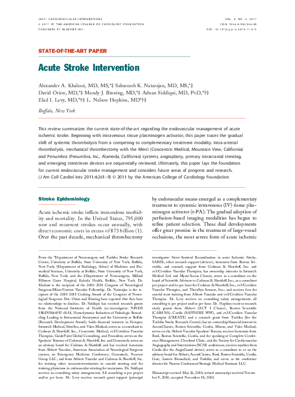 (PDF) Acute Stroke Intervention