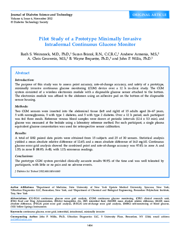 (PDF) Pilot Study of a Prototype Minimally Invasive Intradermal ...