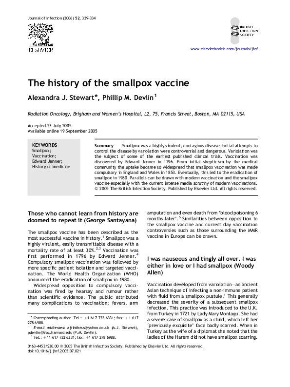 (PDF) The history of the smallpox vaccine