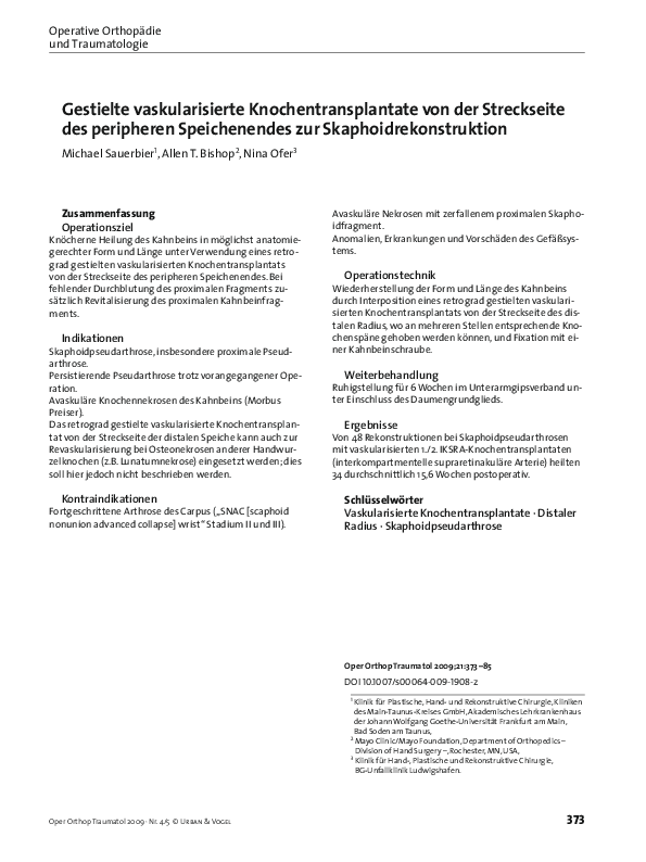 (PDF) Gestielte vaskularisierte Knochentransplantate von der ...