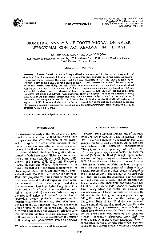 (PDF) Biometric analyis of tooth migration after approximal contact ...
