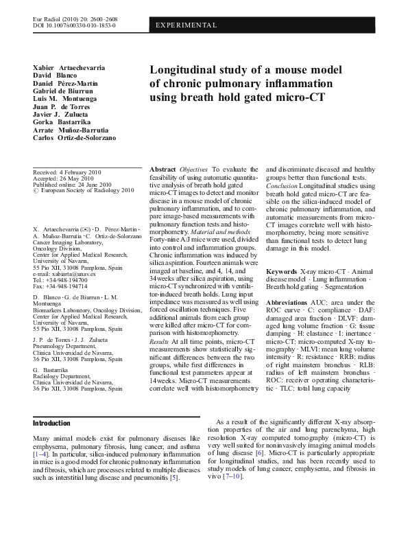 (PDF) Longitudinal study of a mouse model of chronic pulmonary ...