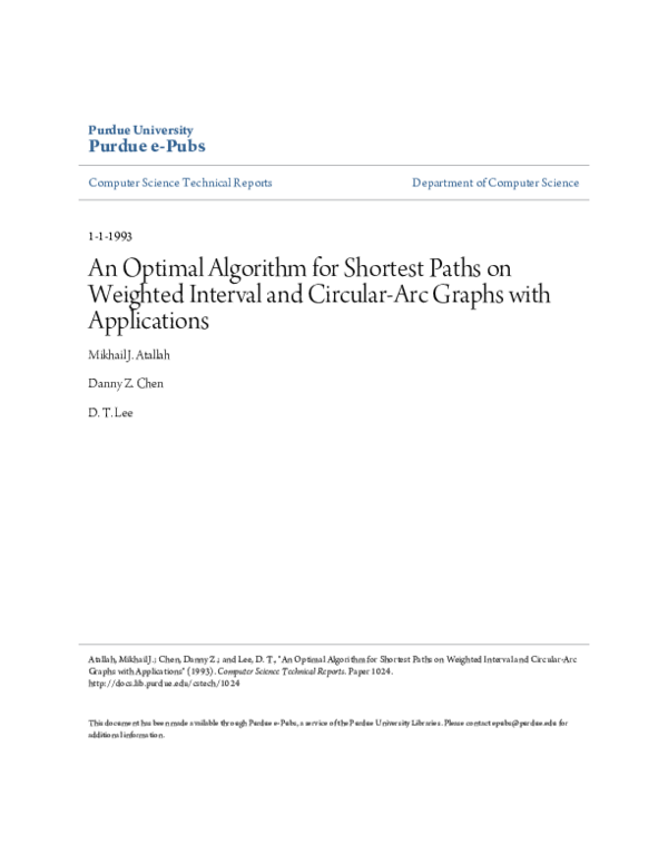 Pdf An Optimal Algorithm For Shortest Paths On Weighted Interval And