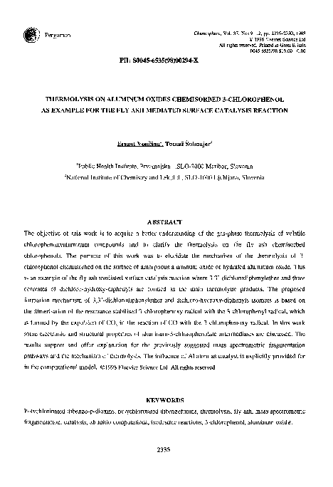 (PDF) Thermolysis on aluminum oxides chemisorbed 3-chlorophenol as ...