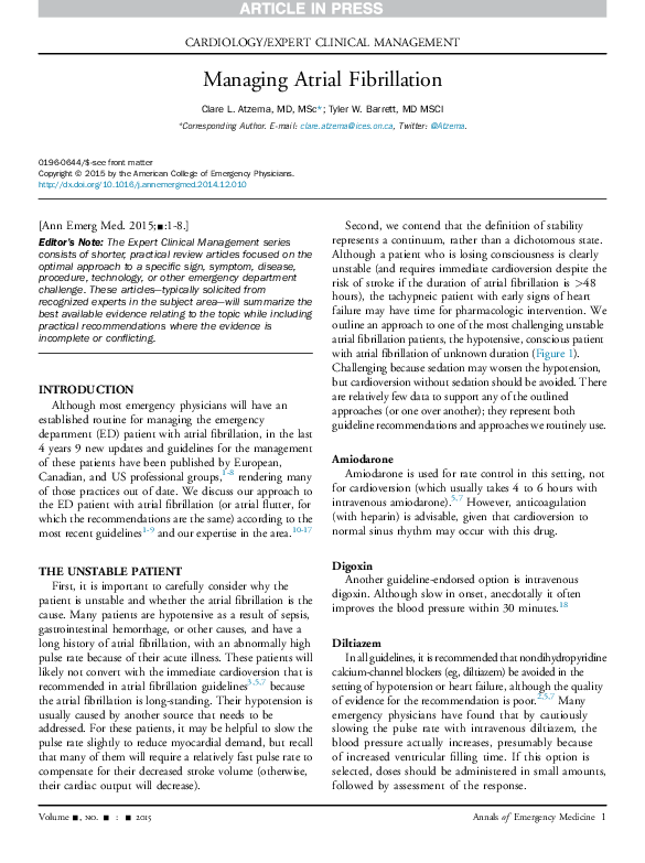 (PDF) Managing Atrial Fibrillation